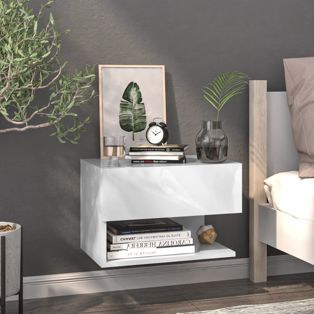 Glossy white wall bedside Table AliExpress